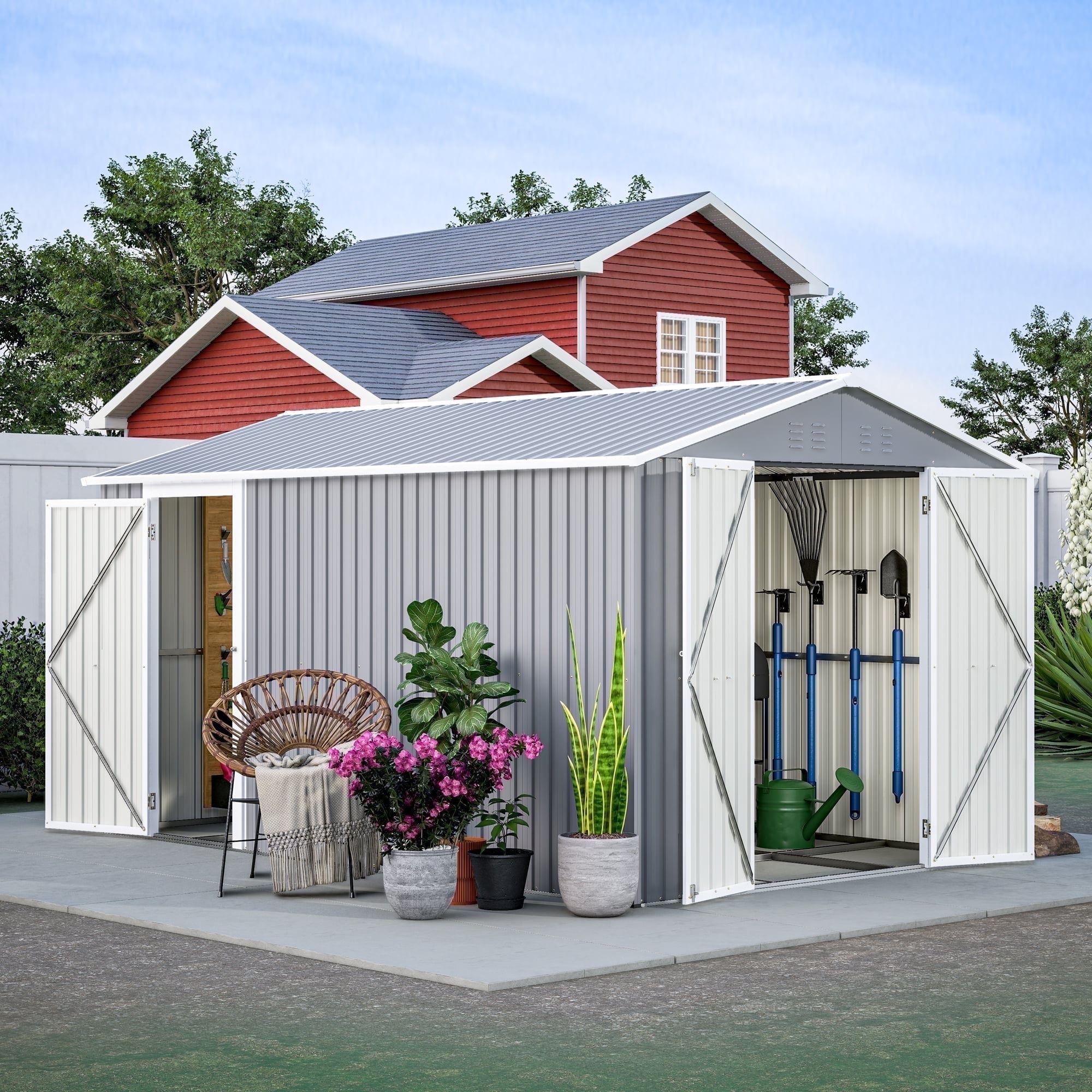 Mulinsonfly 8x12 FT Outdoor Storage Shed, Weatherproof Aluminum Frame ...