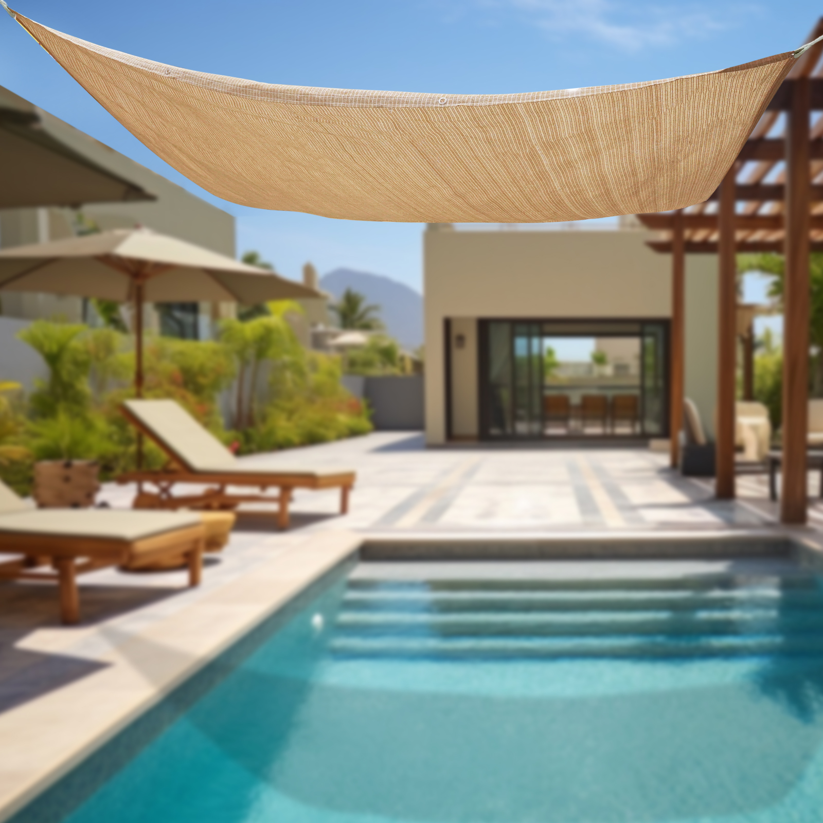 8x12 FT Outdoor Sun Shade Cloth Wheat Color Sunshade with UV Protection ...