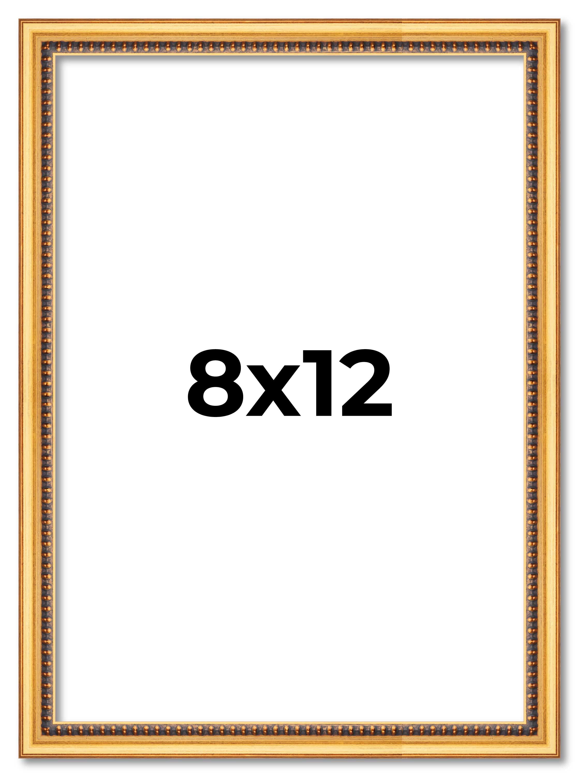 8x12 Frame Beaded Gold Solid Wood Picture Frame | 0.75 Inches Moulding ...