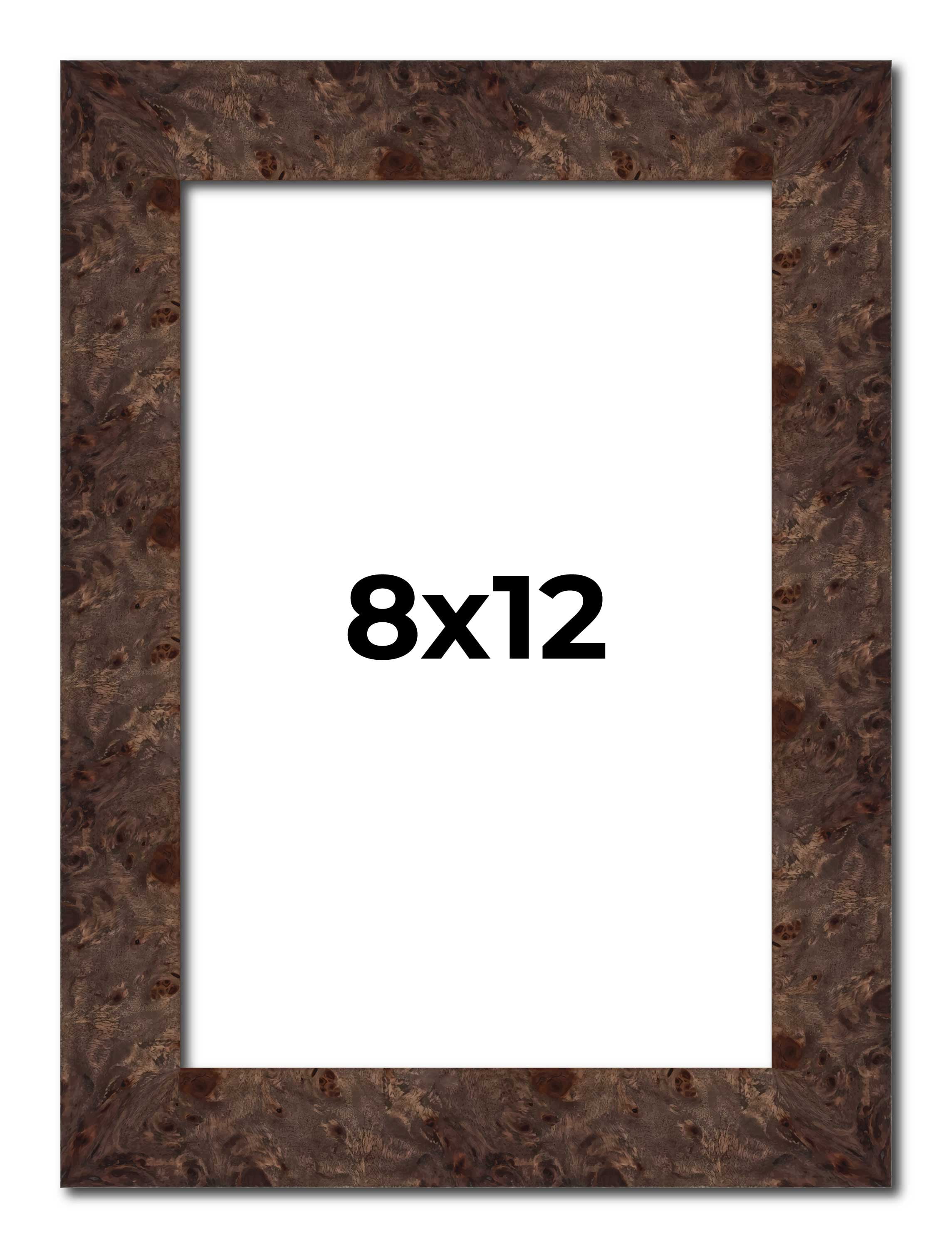 8x12 Frame Brown Burl Real Wood Picture Frame Width 1.625 Inches ...