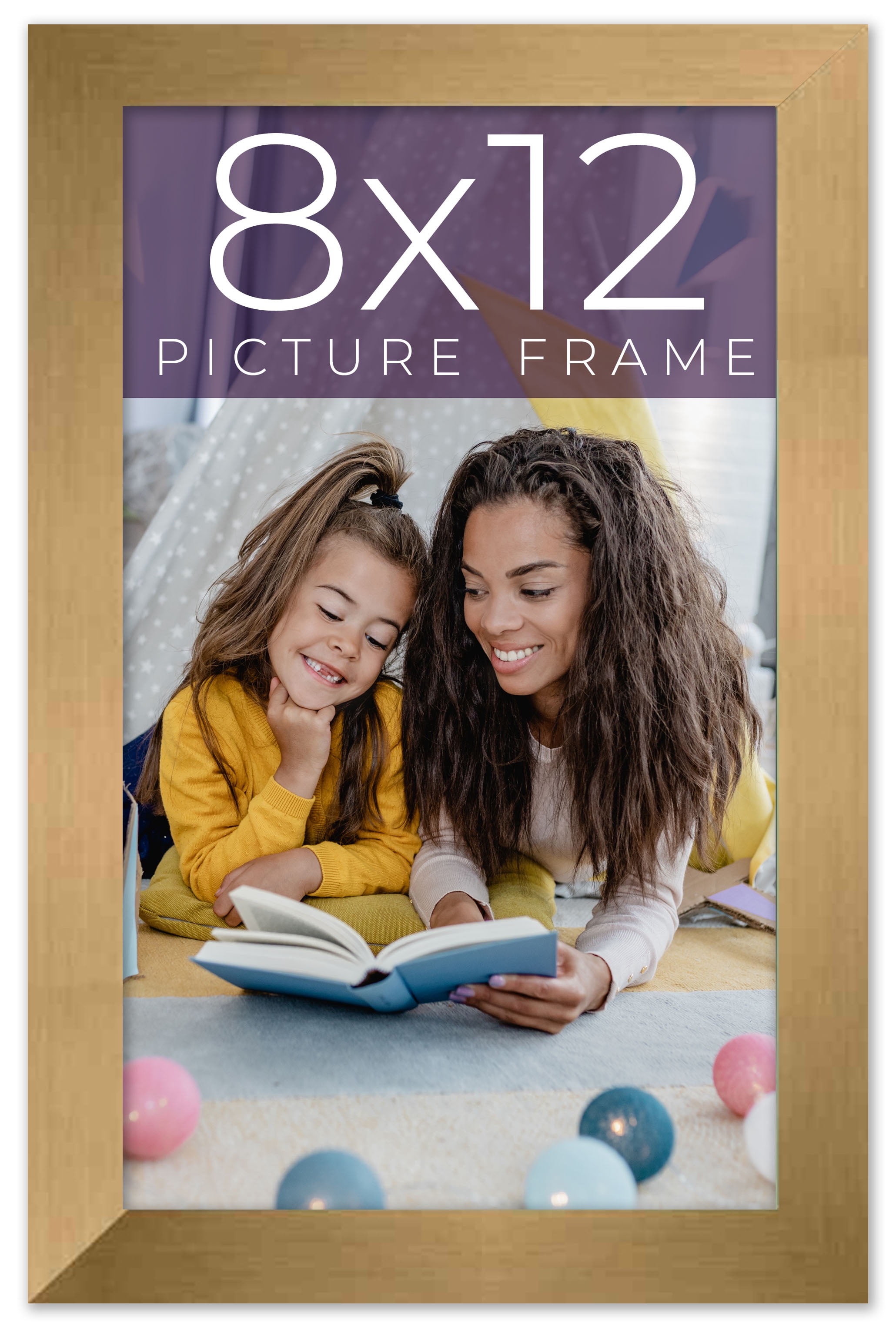 8x12 Frame Gold Bronze Solid Wood Picture Frame Width 0.75 Inches ...