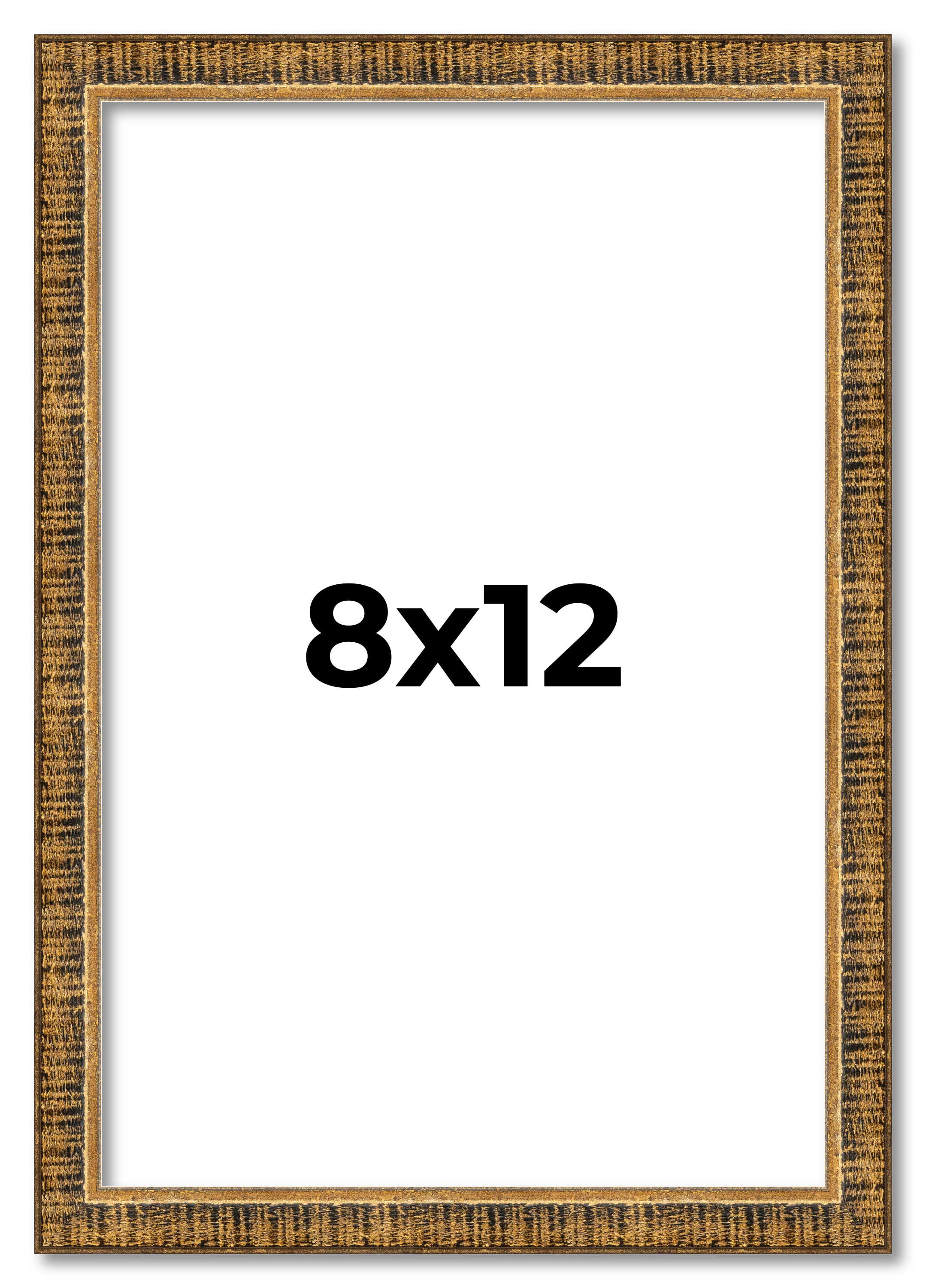 8x12 Frame Gold Solid Wood Picture Frame - Complete Modern Photo Frame ...