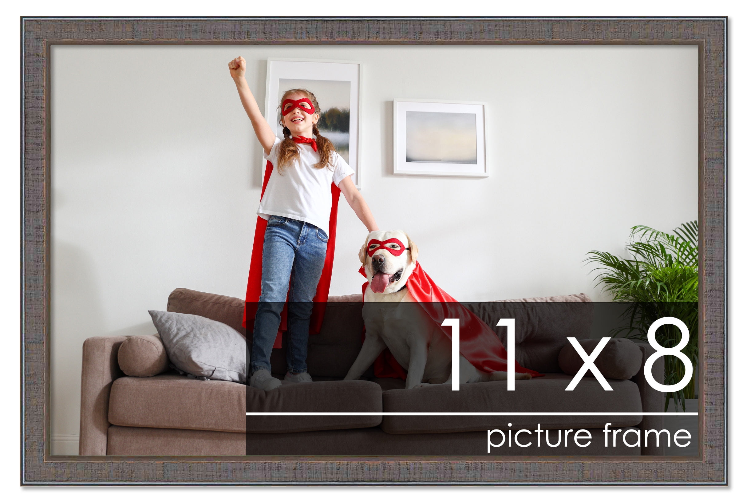 8x11 Textured Grey Picture Frame - UV Acrylic, Foam Board Backing ...