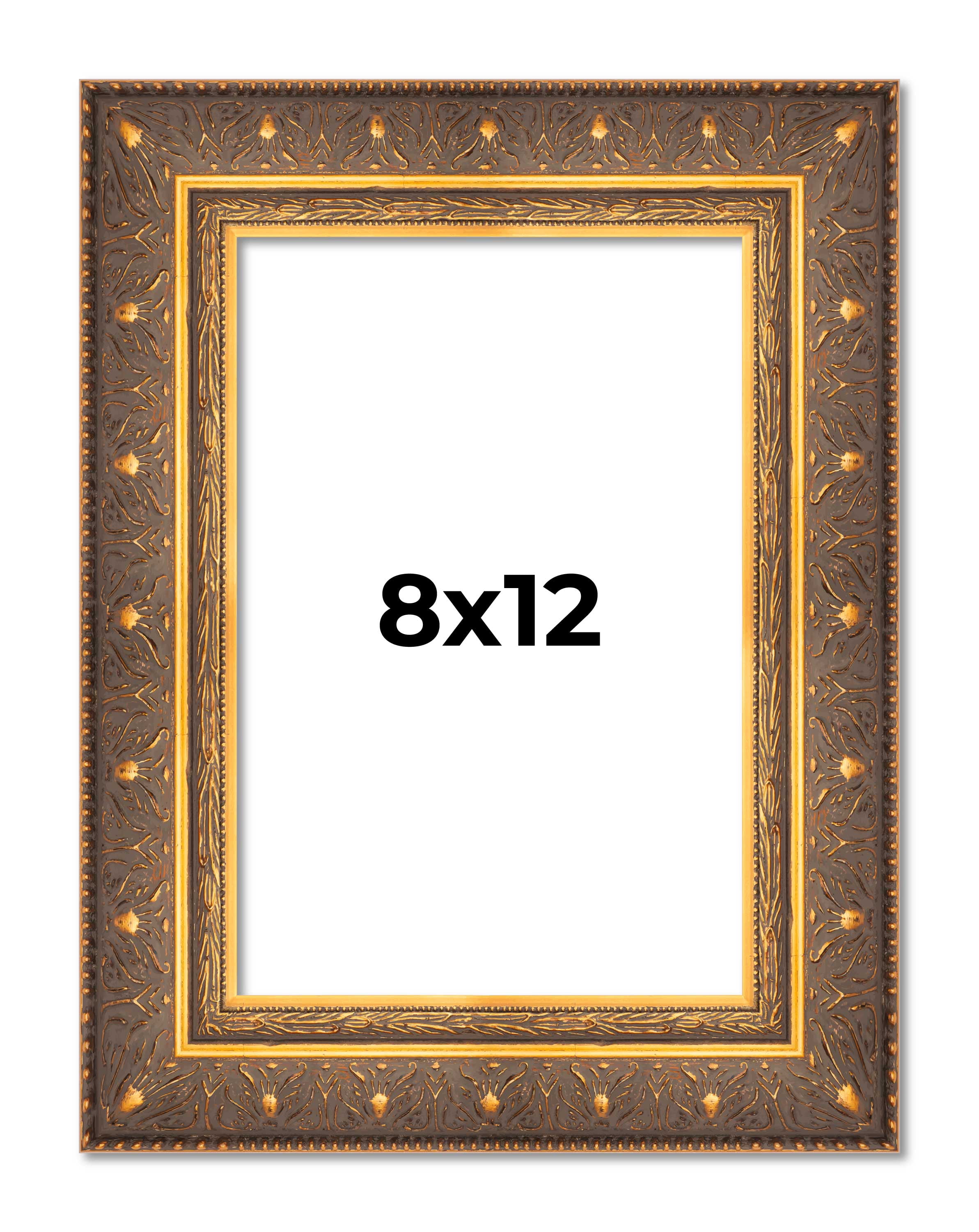 8x12 Frame Vintage Gold Solid Wood Picture Frame | 2.5 Inch Moulding ...