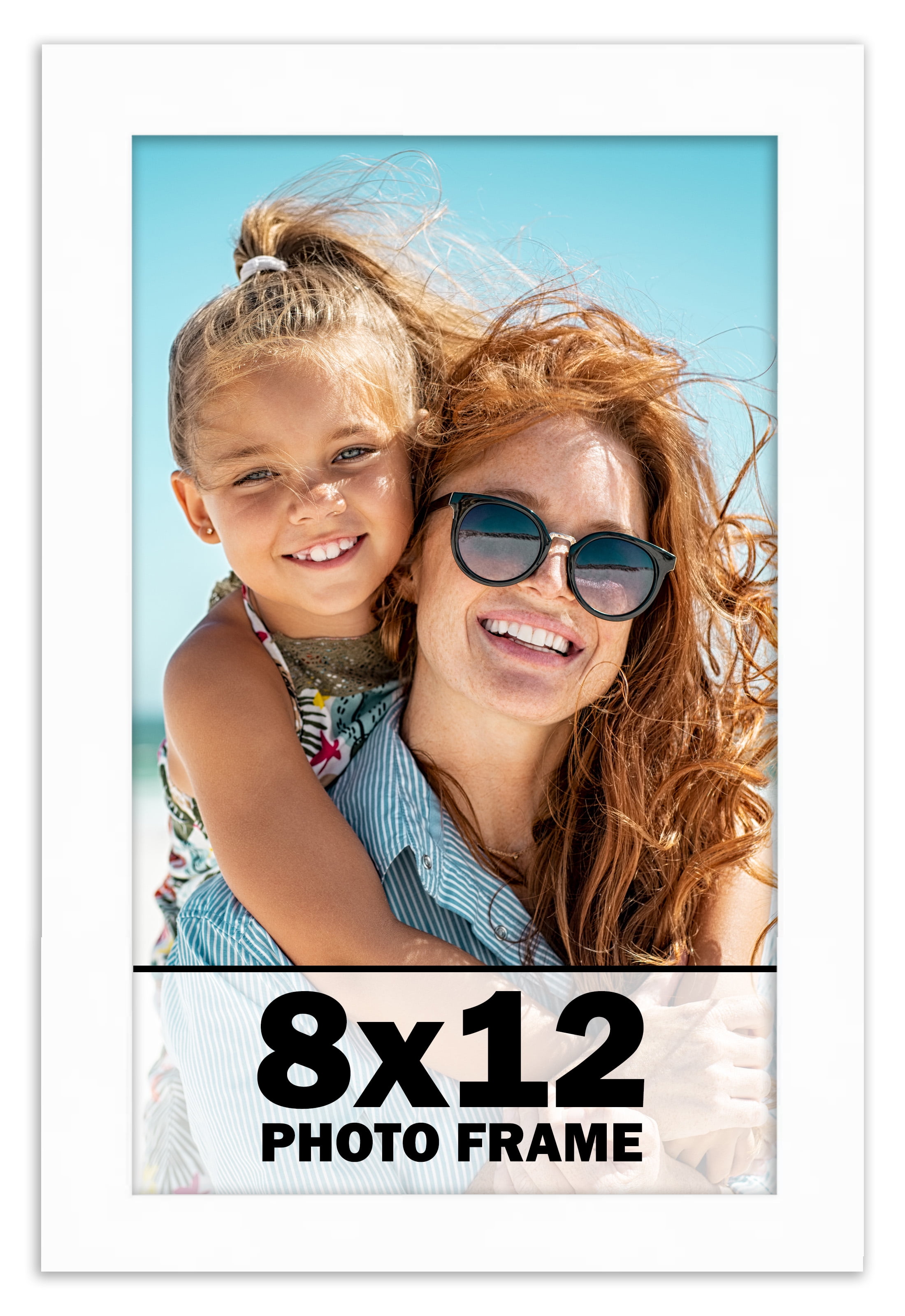 8x12 Frame White Solid Wood Picture Frame Includes UV Acrylic Shatter ...