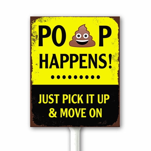 8x12 IN Funny Dog Sign for Lawn, Poop Happens Sign, Please Clean Up ...