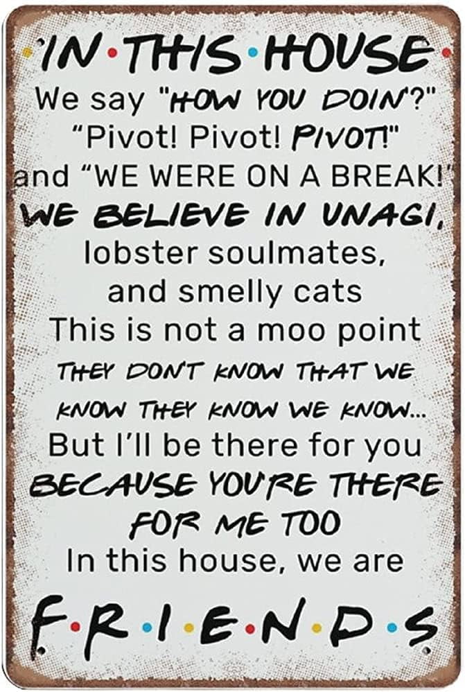 8x12 IN In This House We Are Friends Tin Signs,Friends Quotes Poster ...