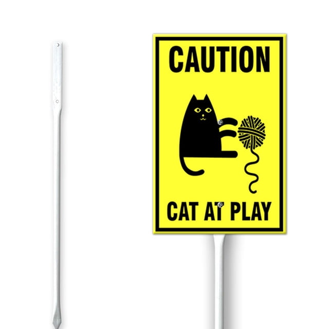 8x12 IN Caution Cat At Play Sign Animal Signs,Caution Danger Safety ...