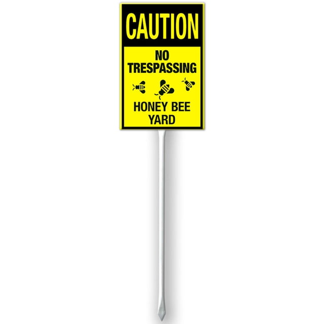 8x12 IN Caution No Trespassing Honey Bee Yard Sign with Stake,Aluminum ...