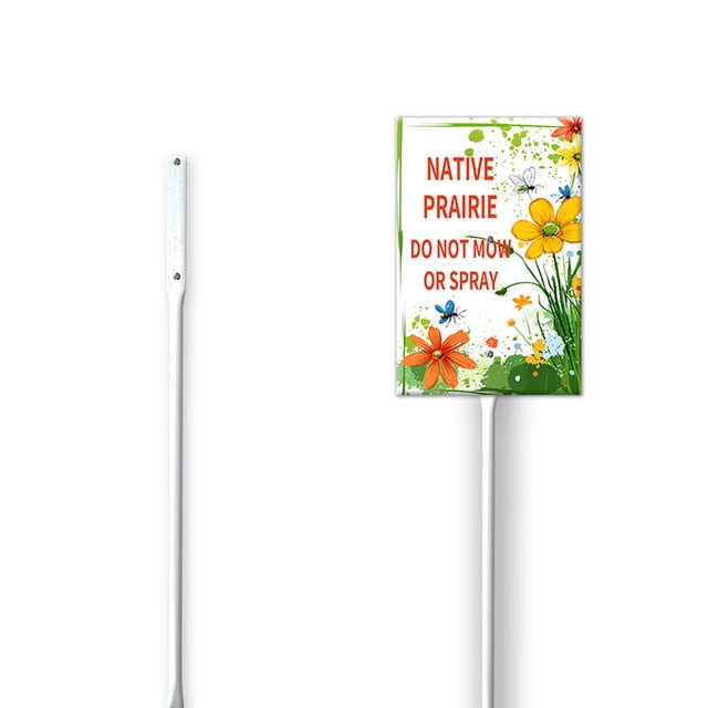 8x12 IN Native Prairie Do Not Mow Or Spray Signwith Stakes,No Mow May ...