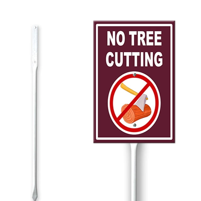 8x12 IN No Tree Cutting Trees Metal Sign with Stakes,Rustproof Outdoor ...