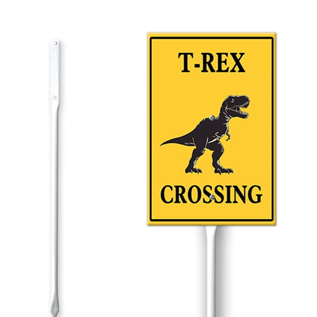 8x12 IN T-Rex Crossing sign with Stake,Lawn Yard Garden Decor,UV ...