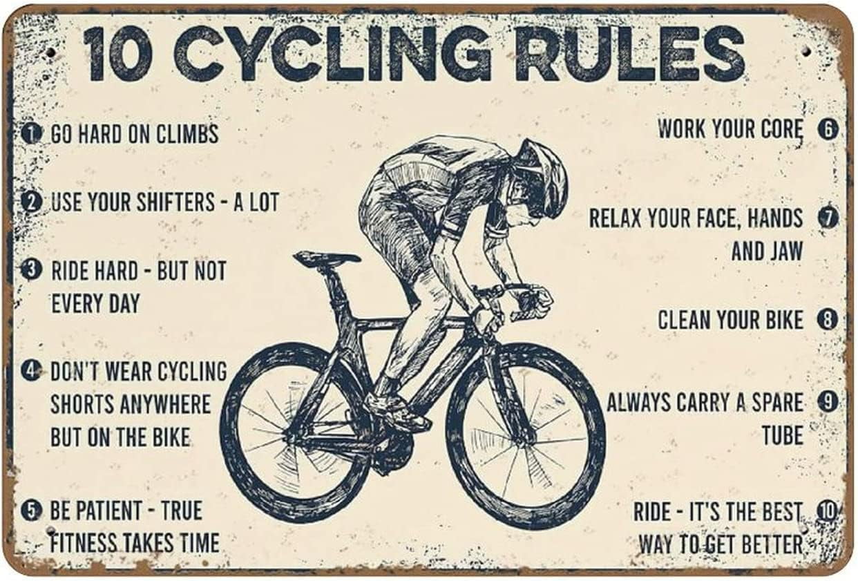 8x12 Inch 10 Cycling Rules Horizontal Poster Cycling Lovers 10 Cycling ...