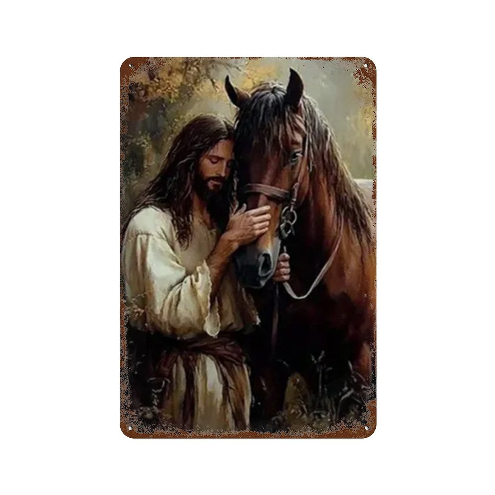 8x12 Inch 1pc And Horse Canvas Wall Art Wooden Framed Religious Poster ...