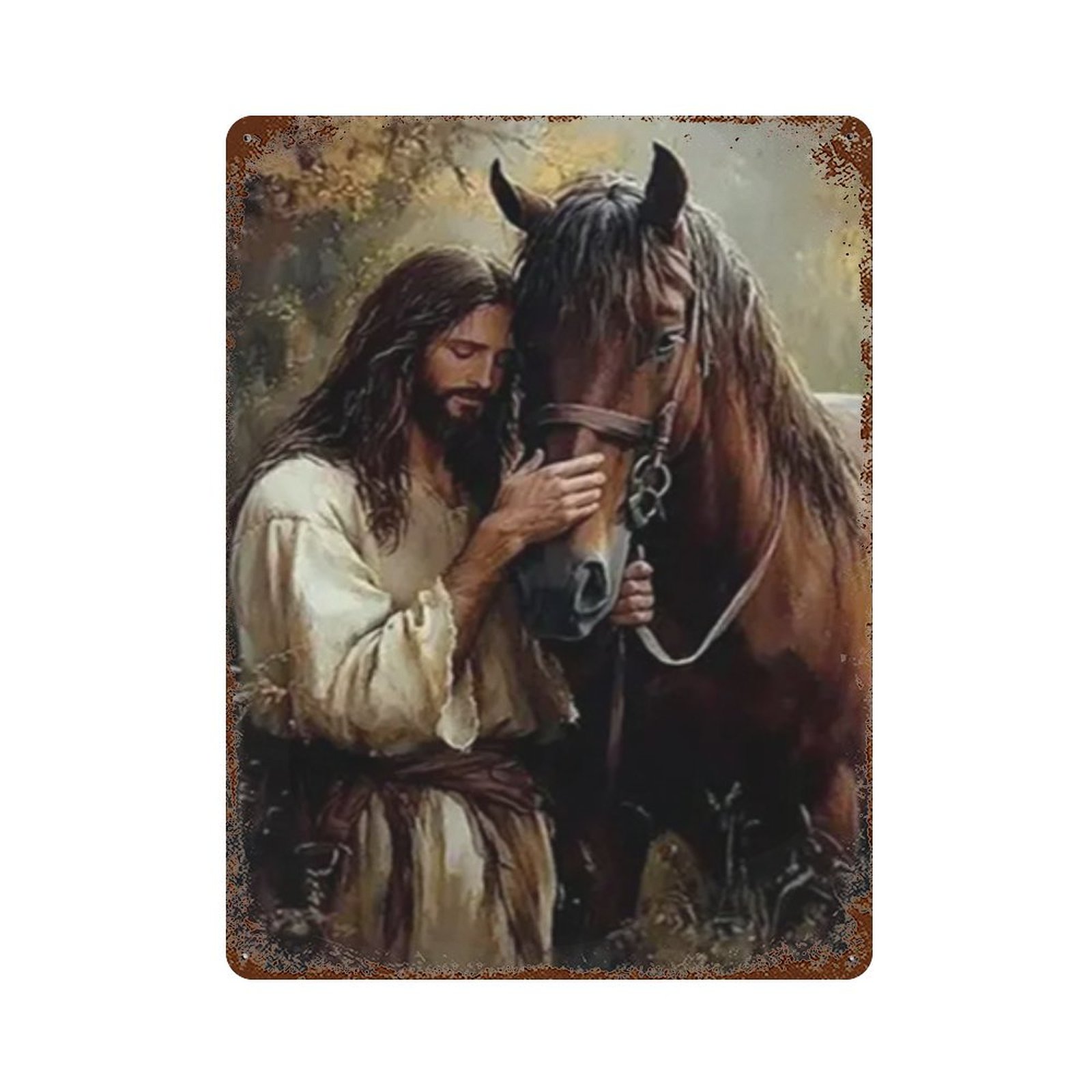 8x12 Inch 1pc And Horse Canvas Wall Art Wooden Framed Religious Poster ...
