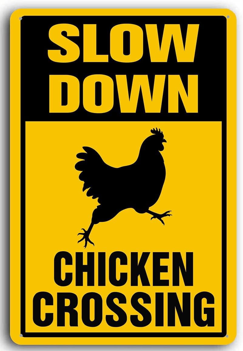 8x12 Inch Aluminum Slow Down Chicken Crossing Sign Slow Down Signs ...
