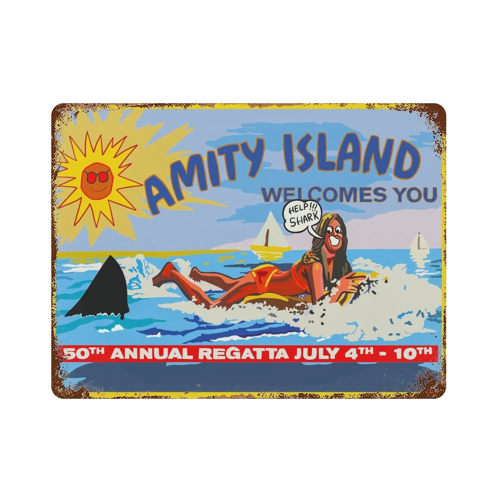 8x12 Inch Amity Island Welcomes You Poster Tin Metal Decorative Wall ...