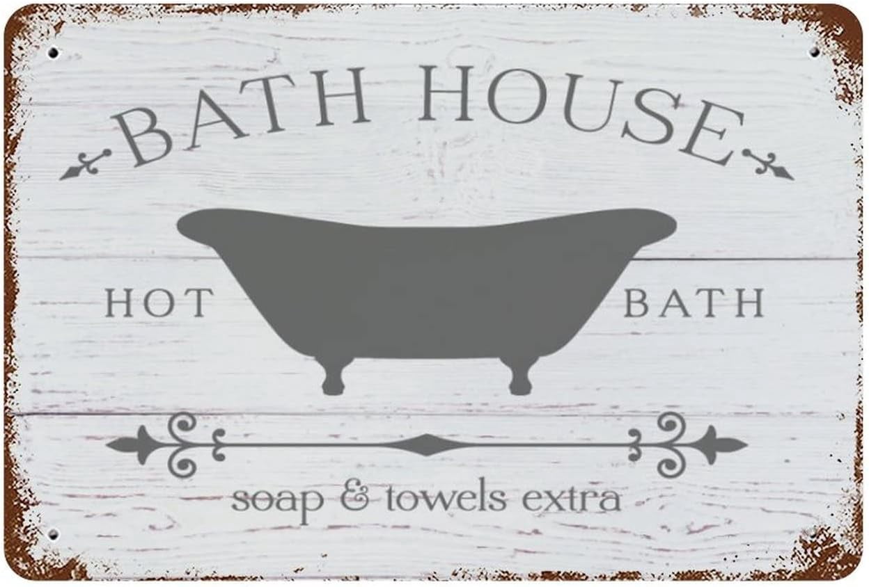 8x12 Inch Bath House Sign,Hot Bath Sign,Bathroom Decor Bathroom Sign ...