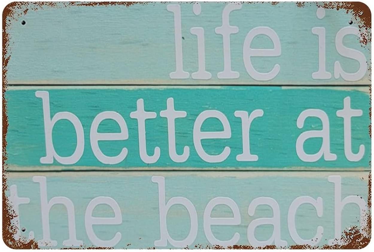 8x12 Inch Beach Sign Summer Sign Beach Decor Retro Metal Sign Vintage ...