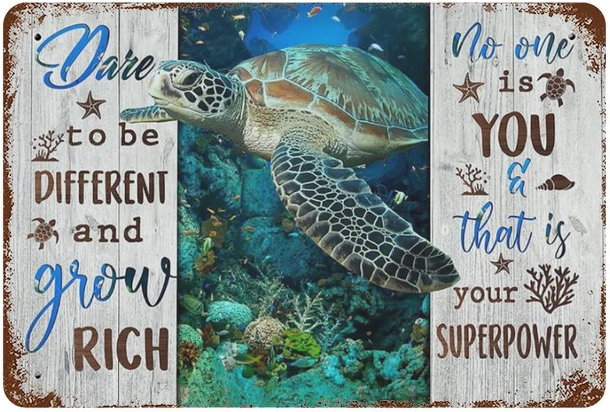 8x12 Inch Beautiful Turtles In Ocean Wall Art Metal Tin Sign Suitable ...