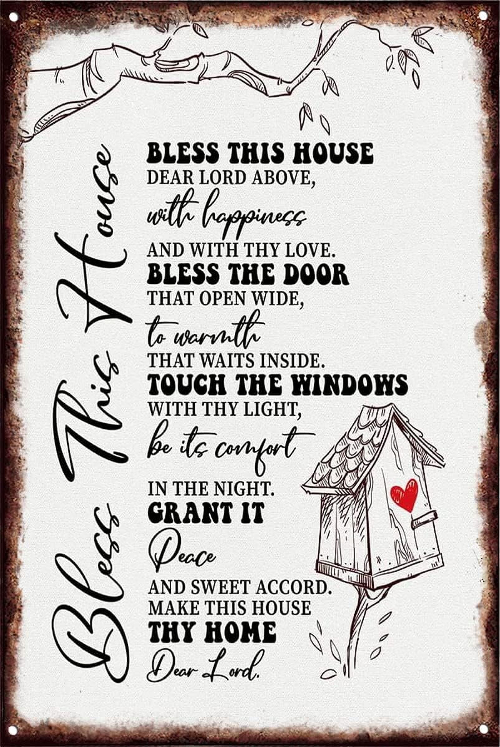 8x12 Inch Bless This House Tin Wall Art, Housewarming Gift Wall Art For ...