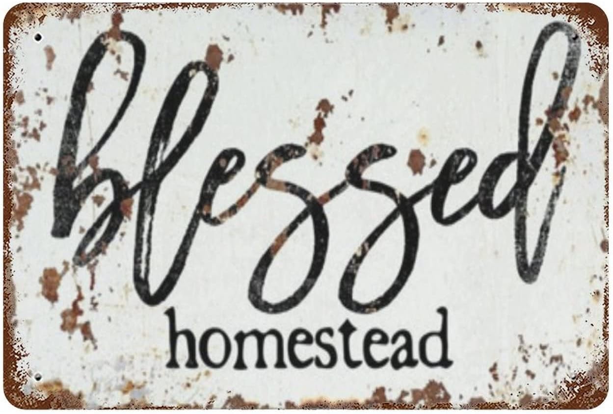 8x12 Inch Blessed Homestead Vintage Metal Sign,Farmhouse Sign ...