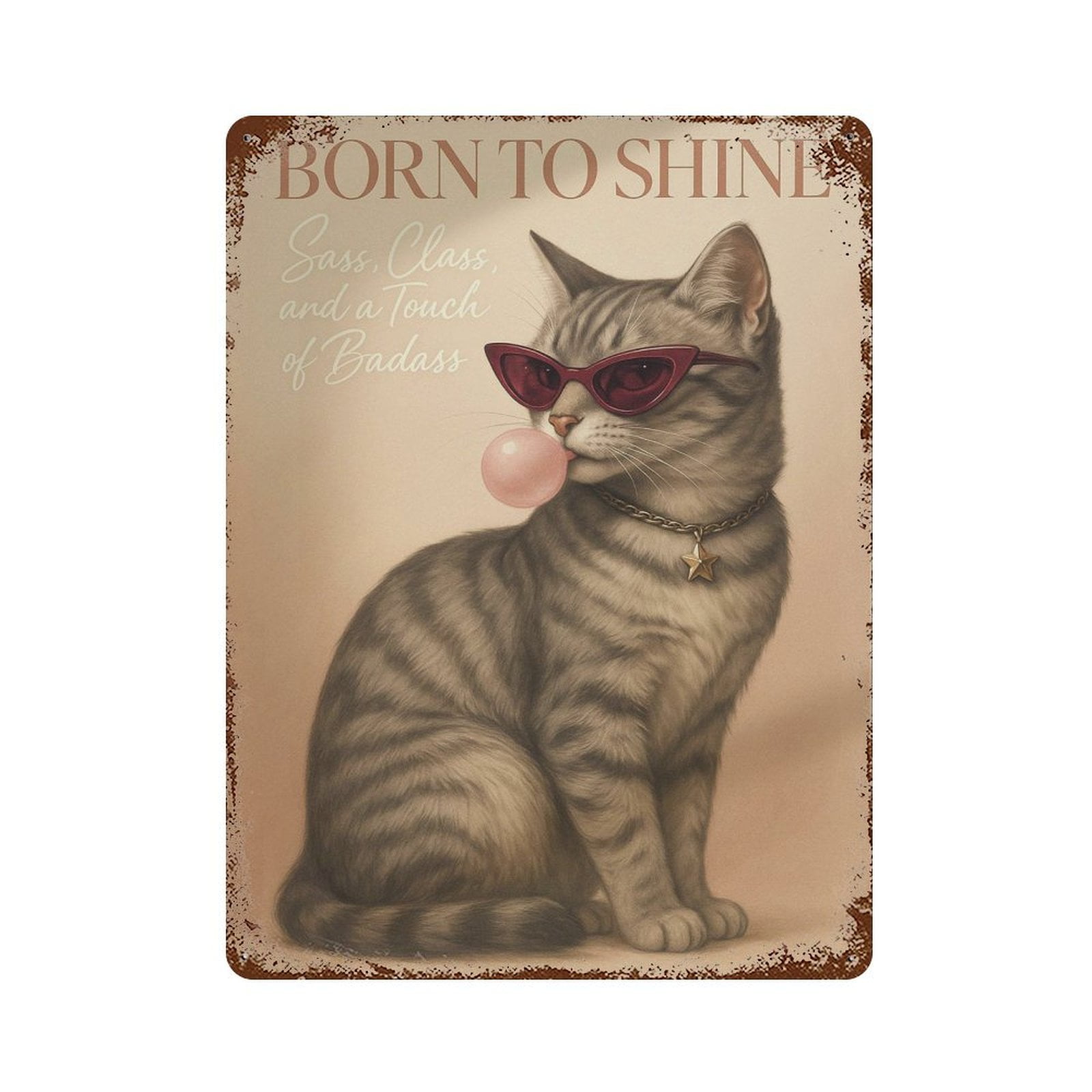 8x12 Inch Born to Shine Print,Cat Poster,Maximalist Wall Art,Aesthetic ...