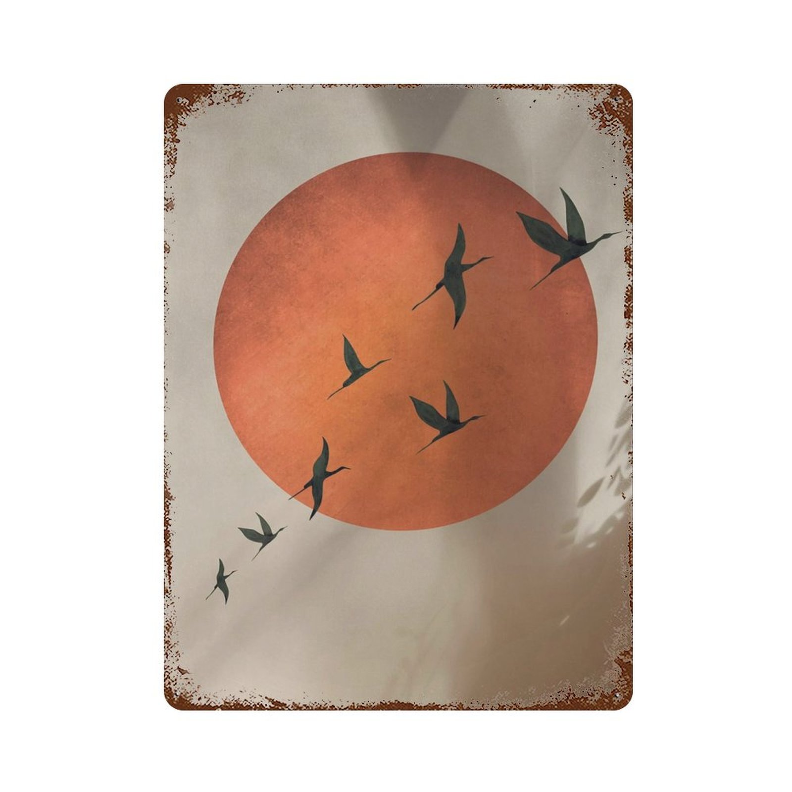 8x12 Inch Burnt Orange Japandi Art Print, Flying Birds Wall Art ...