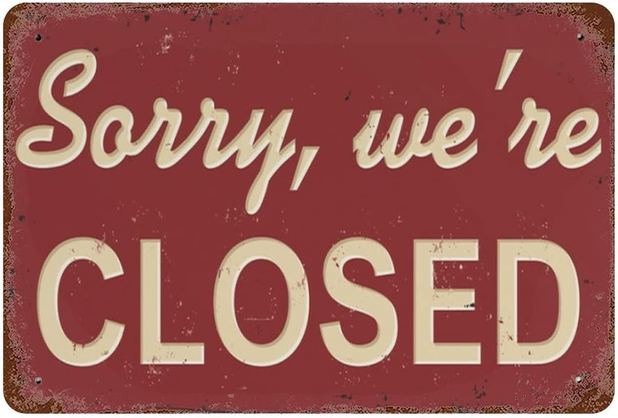 8x12 Inch Business Closed Sign Vintage Metal Sign Door Sign Front Porch ...