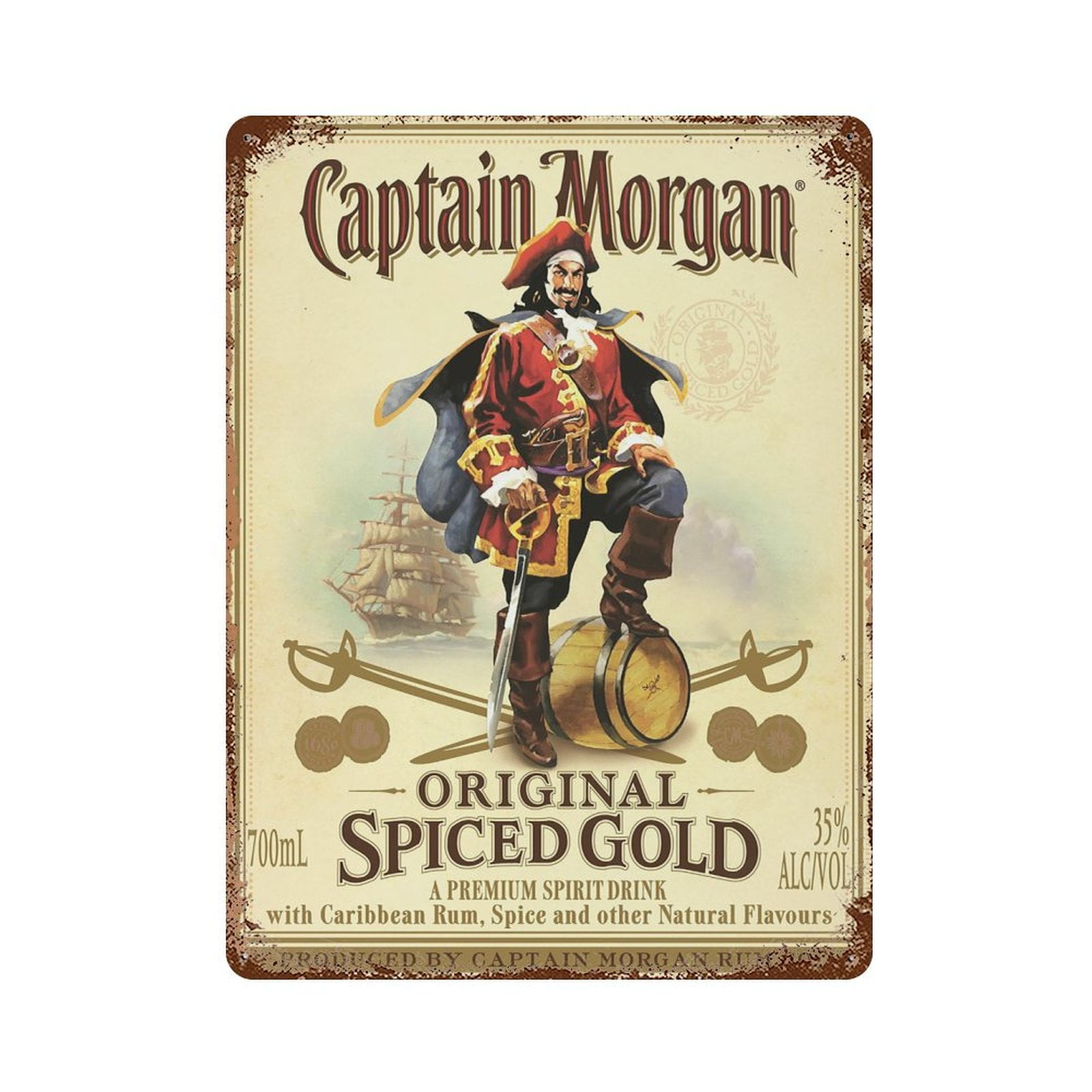8x12 Inch Captain Morgan Tin Metal Decorative Wall Paintings - Vintage ...