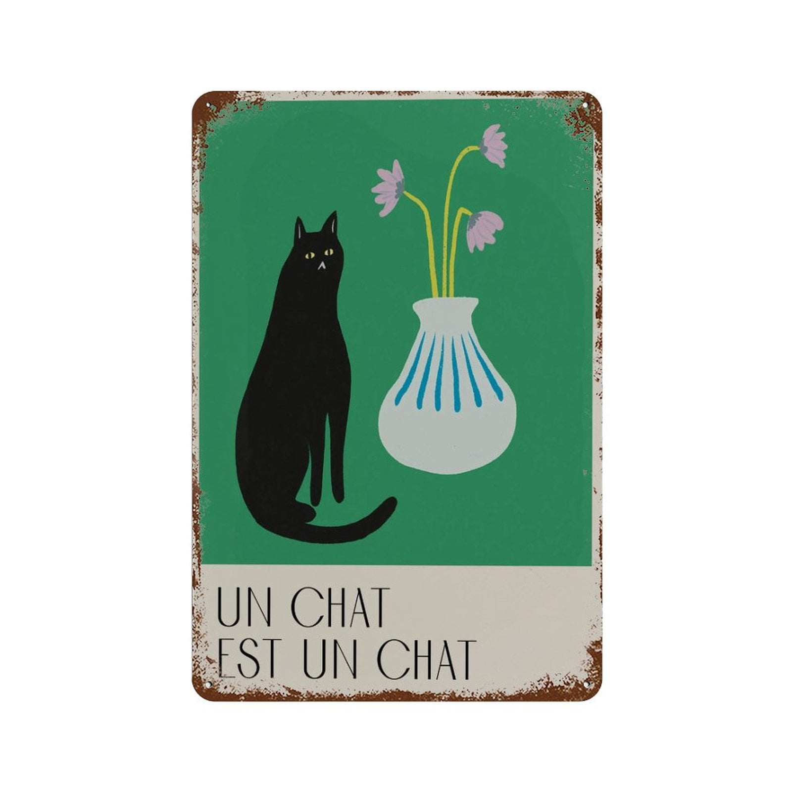 8x12 Inch Cat Art Print Poster _ Black Cat Wall Art _ French Cat Poster ...