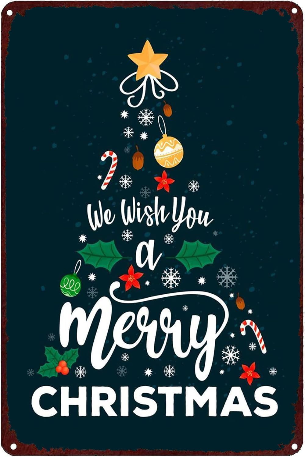 8x12 Inch Christmas Tin Sign We Wish You A Merry Christmas Vintage ...