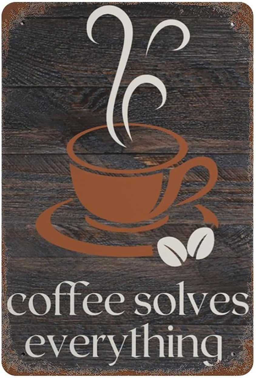 8x12 Inch Coffee Solves Everything Coffee Wall Art Home Decor Vintage Style Cafe Home Iron Mesh ...