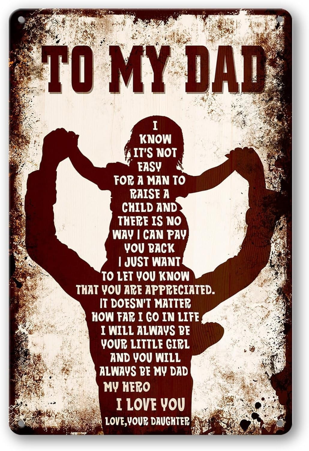 8x12 Inch To My Dad Birthday Gifts Metal Tin Sign From Daughter Fathers ...