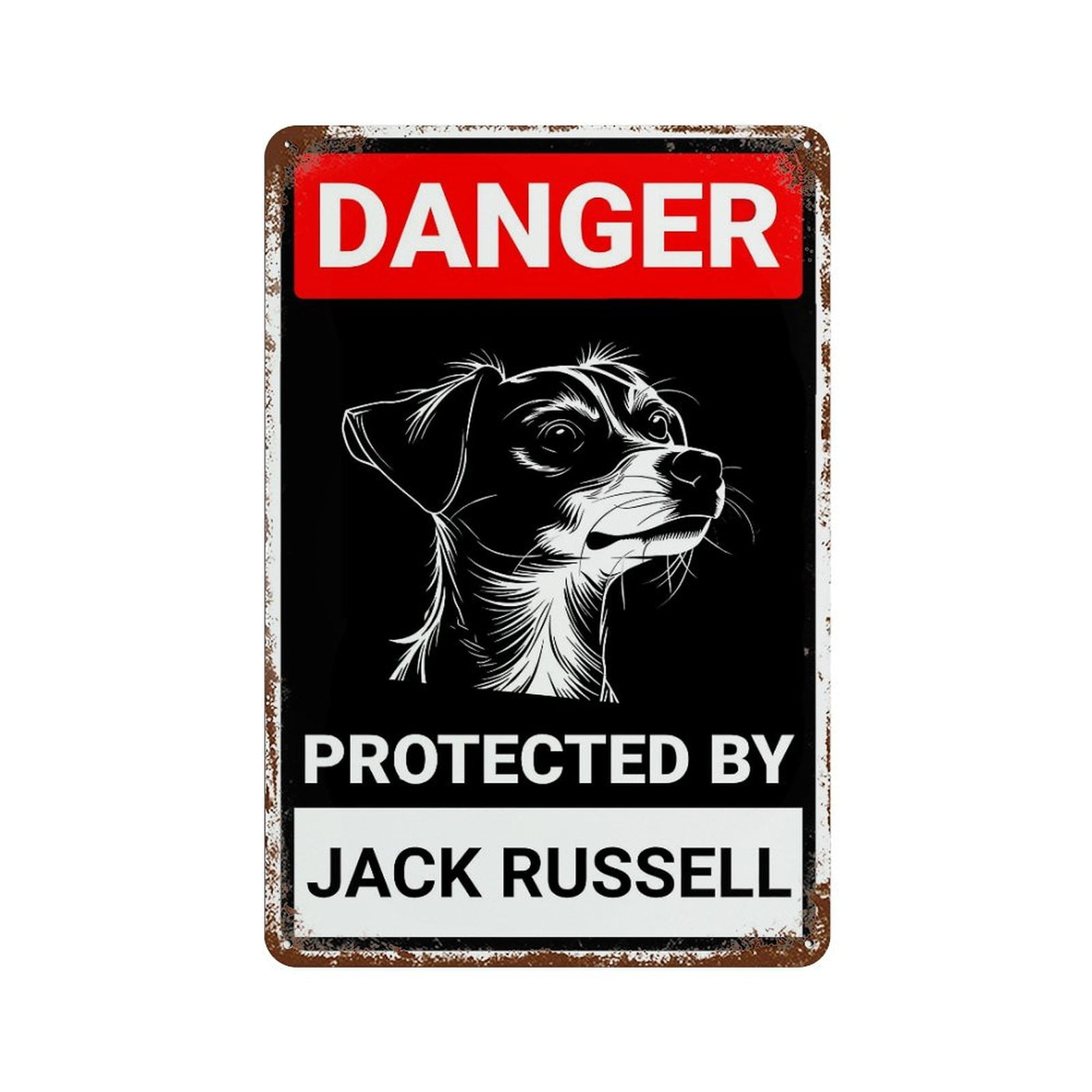 8x12 Inch Danger Protected By Jack Russell Beware Of Dog Tin Metal ...