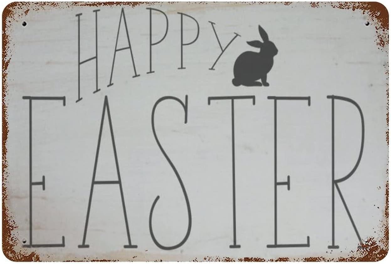8x12 Inch Easter Metal Sign,Happy Easter Quote Sign,Easter Bunny Decor ...