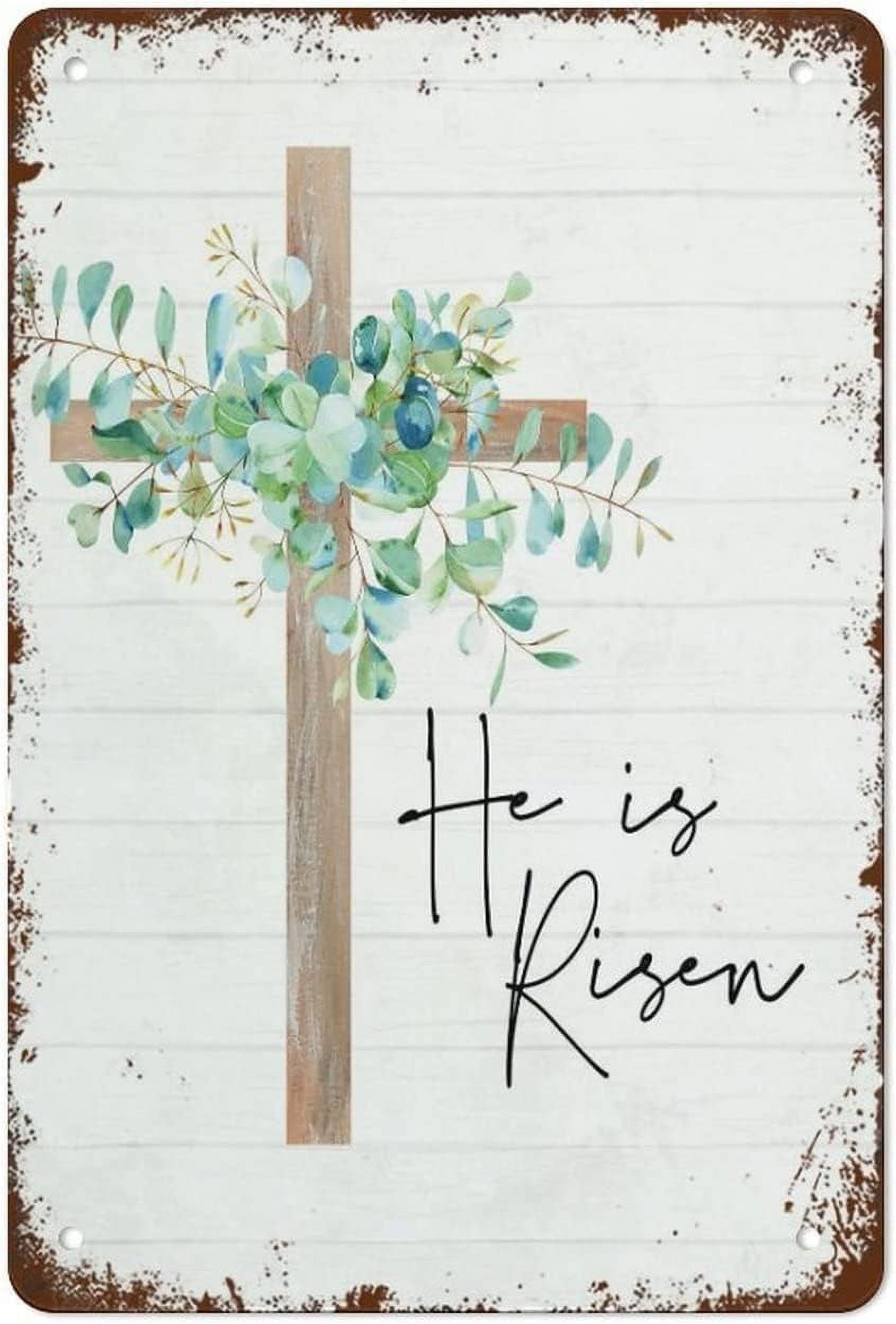 8x12 Inch Easter Wall Art,He Is Risen,Christian Easter Decor,Religious Easter Tin Sign Metal ...