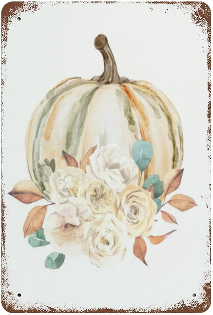 8x12 Inch Fall Wall Art Thanksgiving Vintage Metal Tin Sign Decor ...