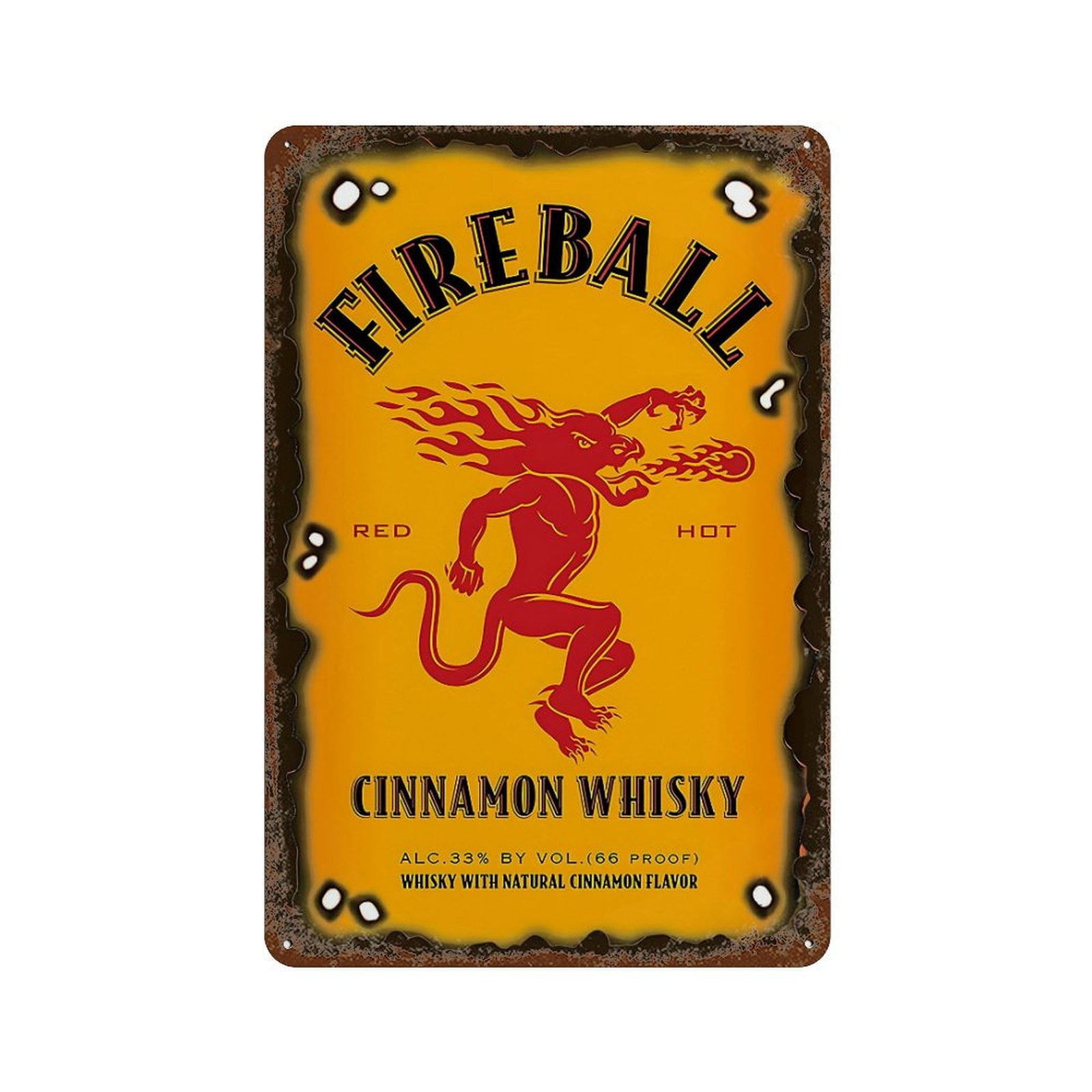 8x12 Inch Fireball Cinnamon Whisky Tin Sign Tin Metal Decorative Wall ...