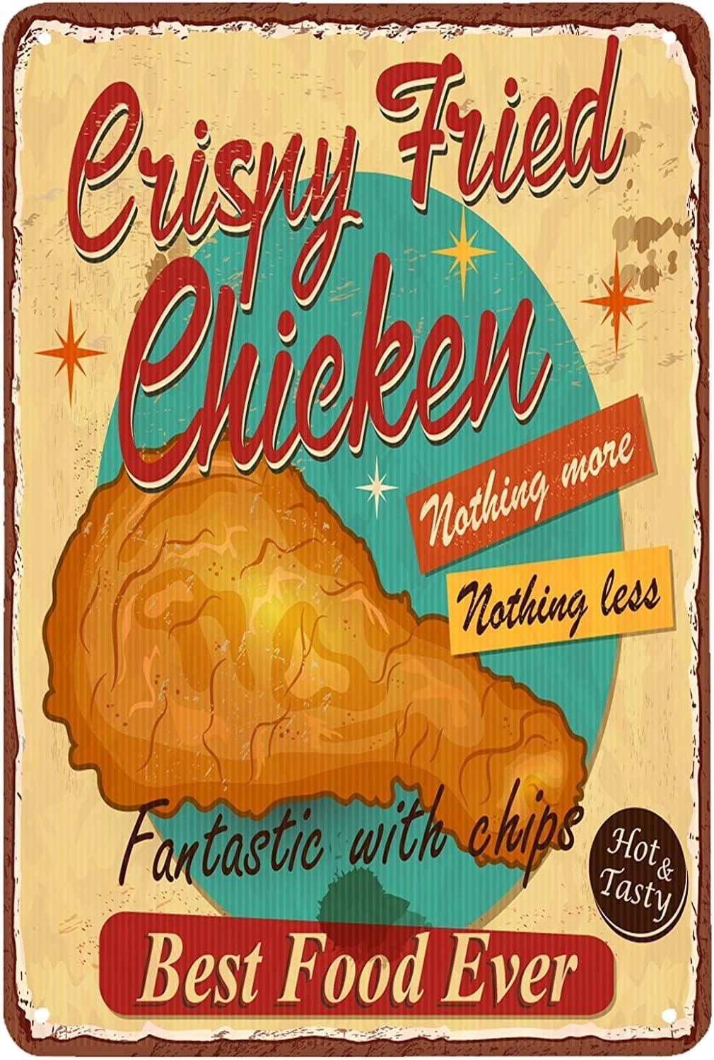 8x12 Inch Fried Chicken Tin Sign,Vintage Crispy Fried Chicken Metal Tin ...