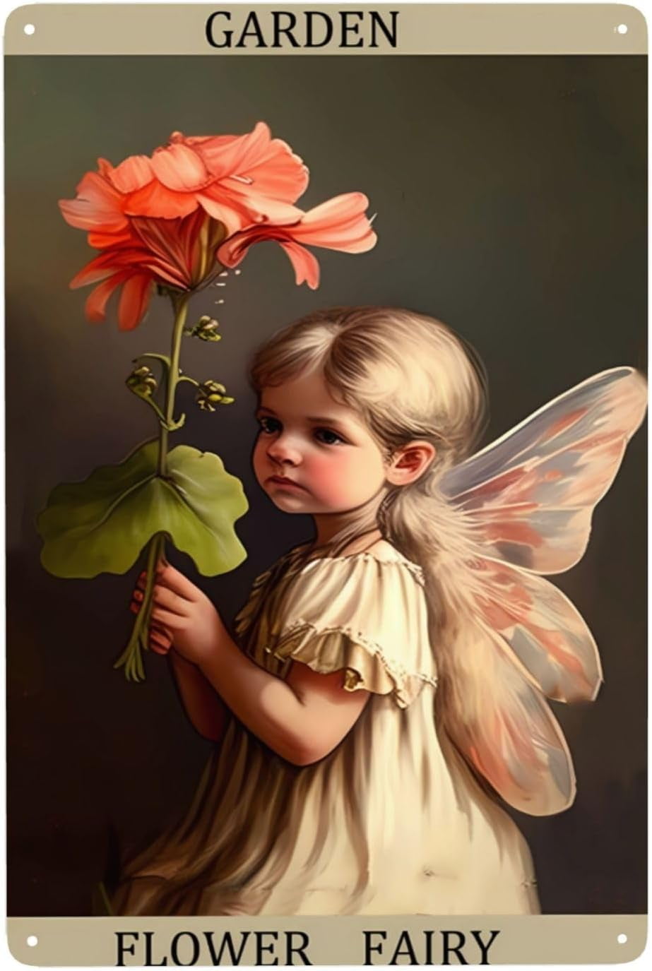 8x12 Inch Garden Flower Fairy Tin Sign, Carnation Fairy Retro Wall ...