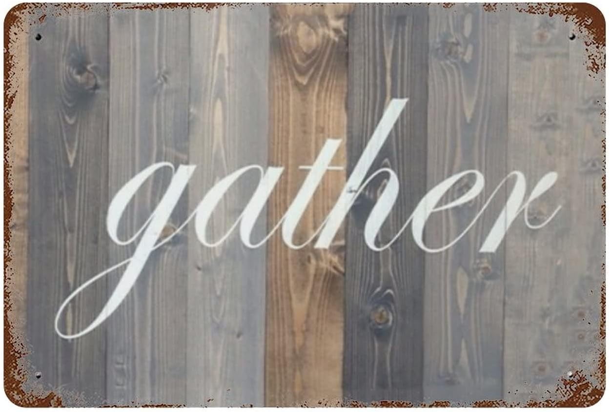 8x12 Inch Gather Sign,Farmhouse Wall Decor,Kitchen Sign,Rustic Metal ...