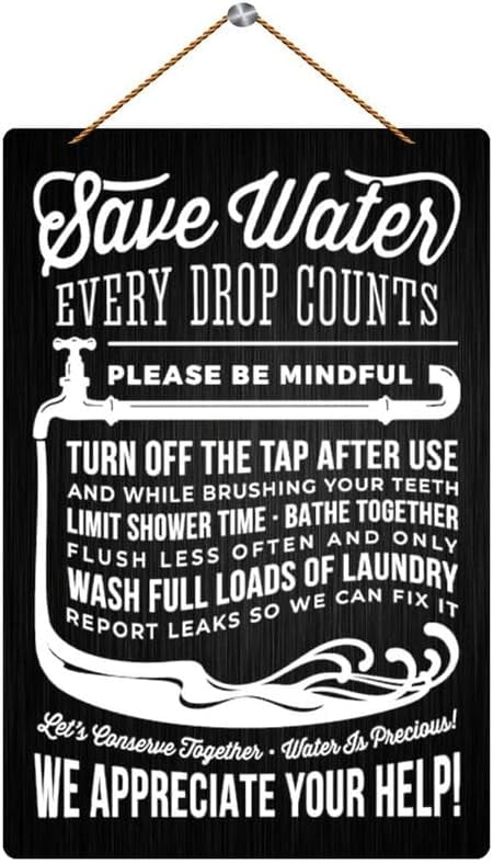8x12 Inch Home Wall Decor Signs Save Water Every Drop Counts Wall Decor ...
