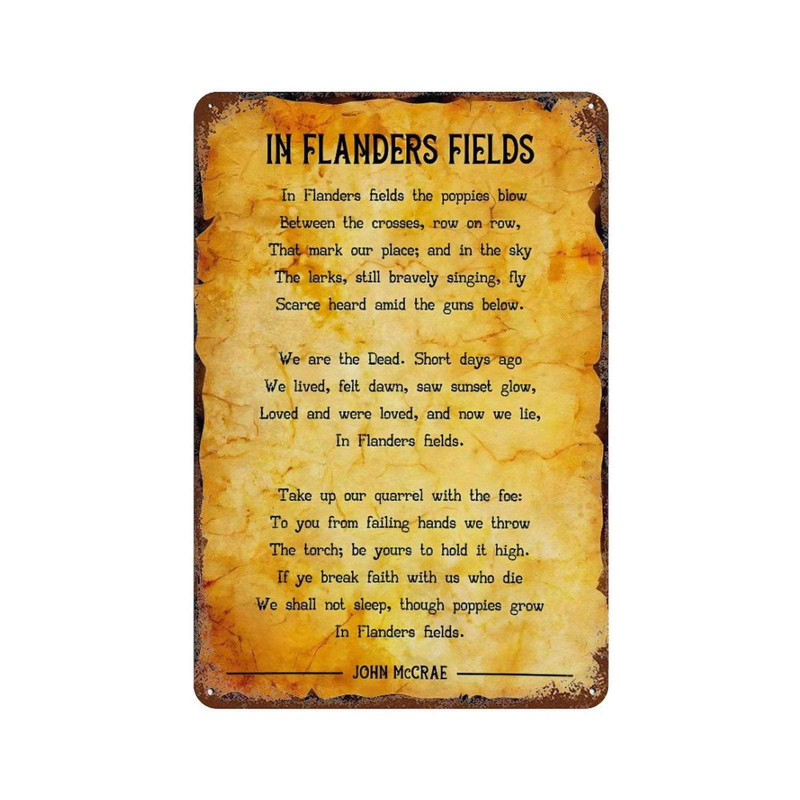 8x12 Inch In Flanders Fields Tin Metal Decorative Wall Paintings ...