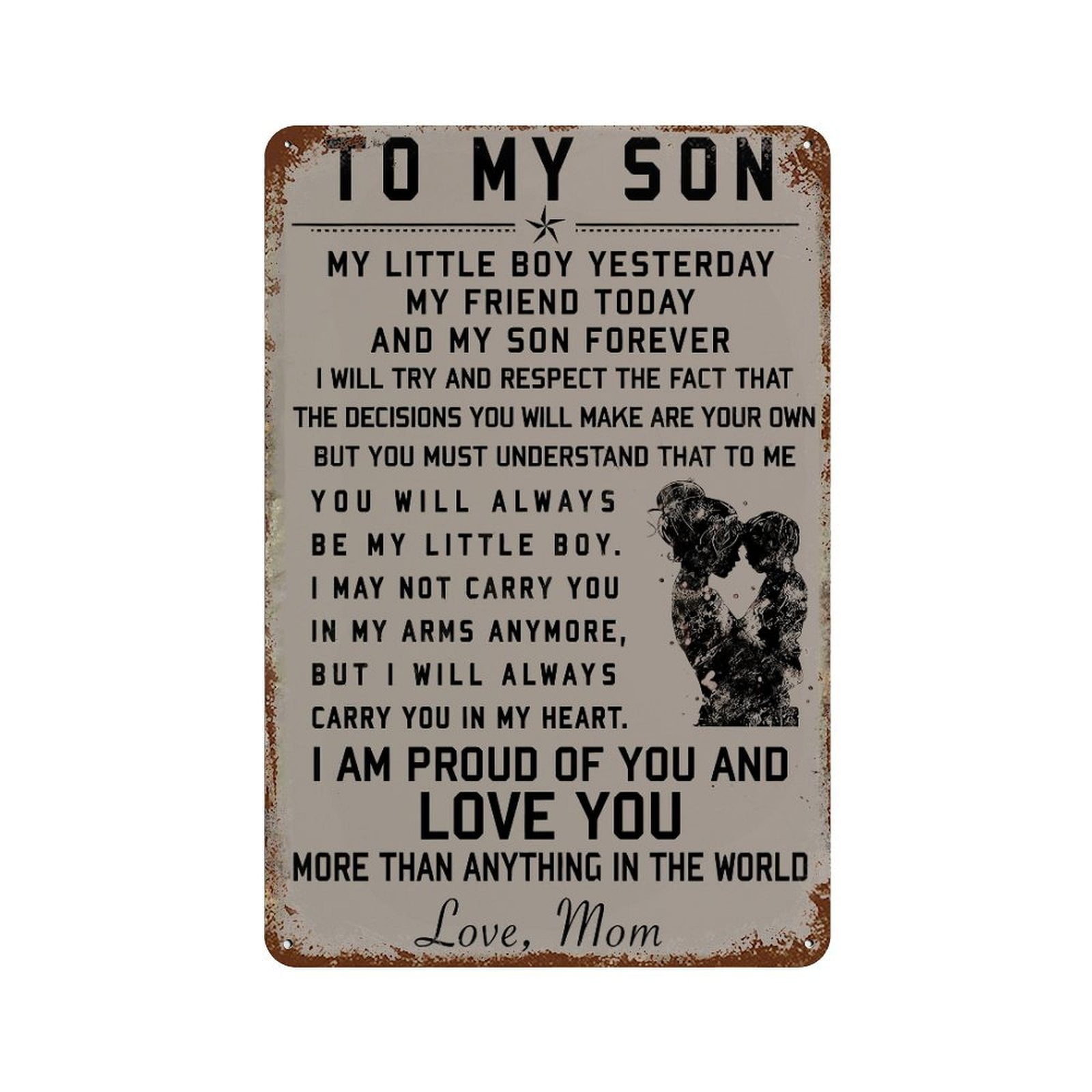 8x12 Inch Inspirational Quotes for Mom And Son Tin Metal Decorative ...