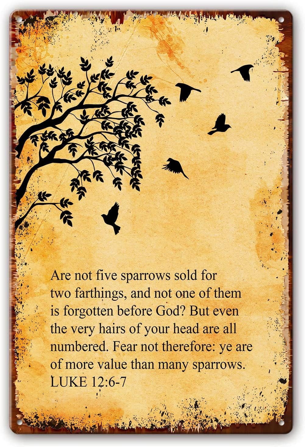 8x12 Inch Luke 12 6 7 Metal Tin Sign Poster Bible Verses Wall Decor ...