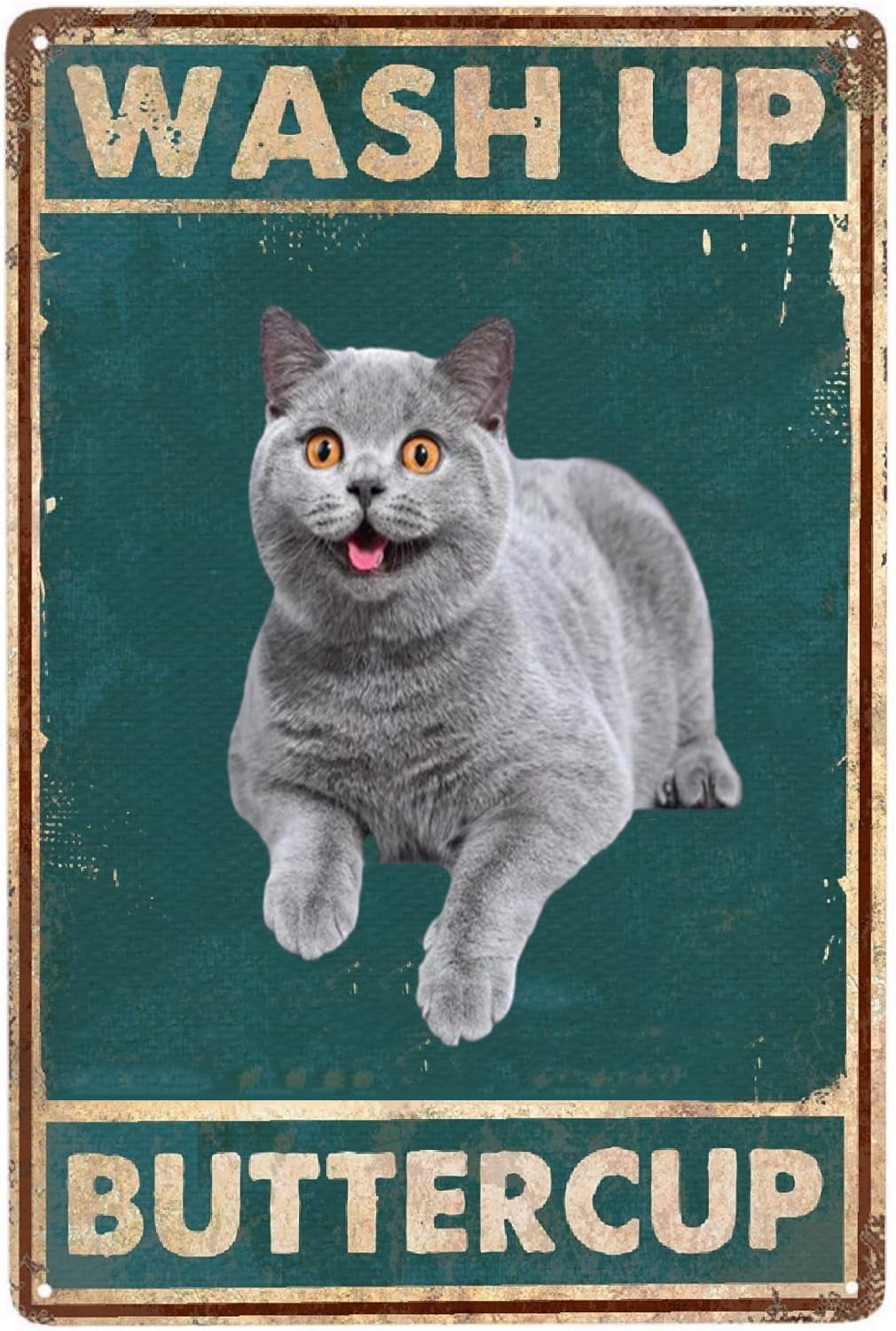 8x12 Inch Metal Tin Sign Cat Wash Up Buttercup Sign Metal Sign Aluminum ...