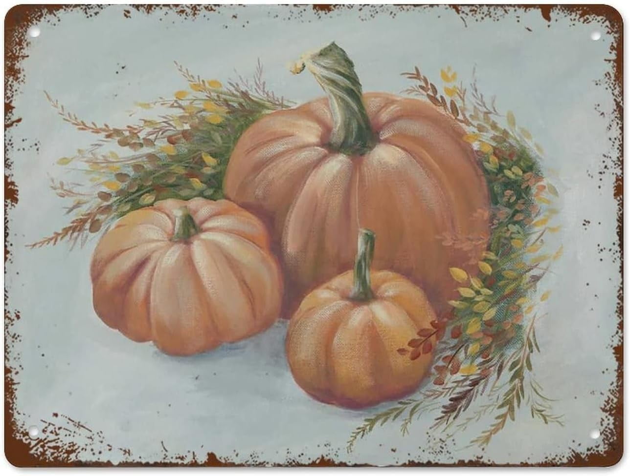 8x12 Inch Metal Tin Sign Vintage Metal Signs Harvest Sign Pumkin Fall ...