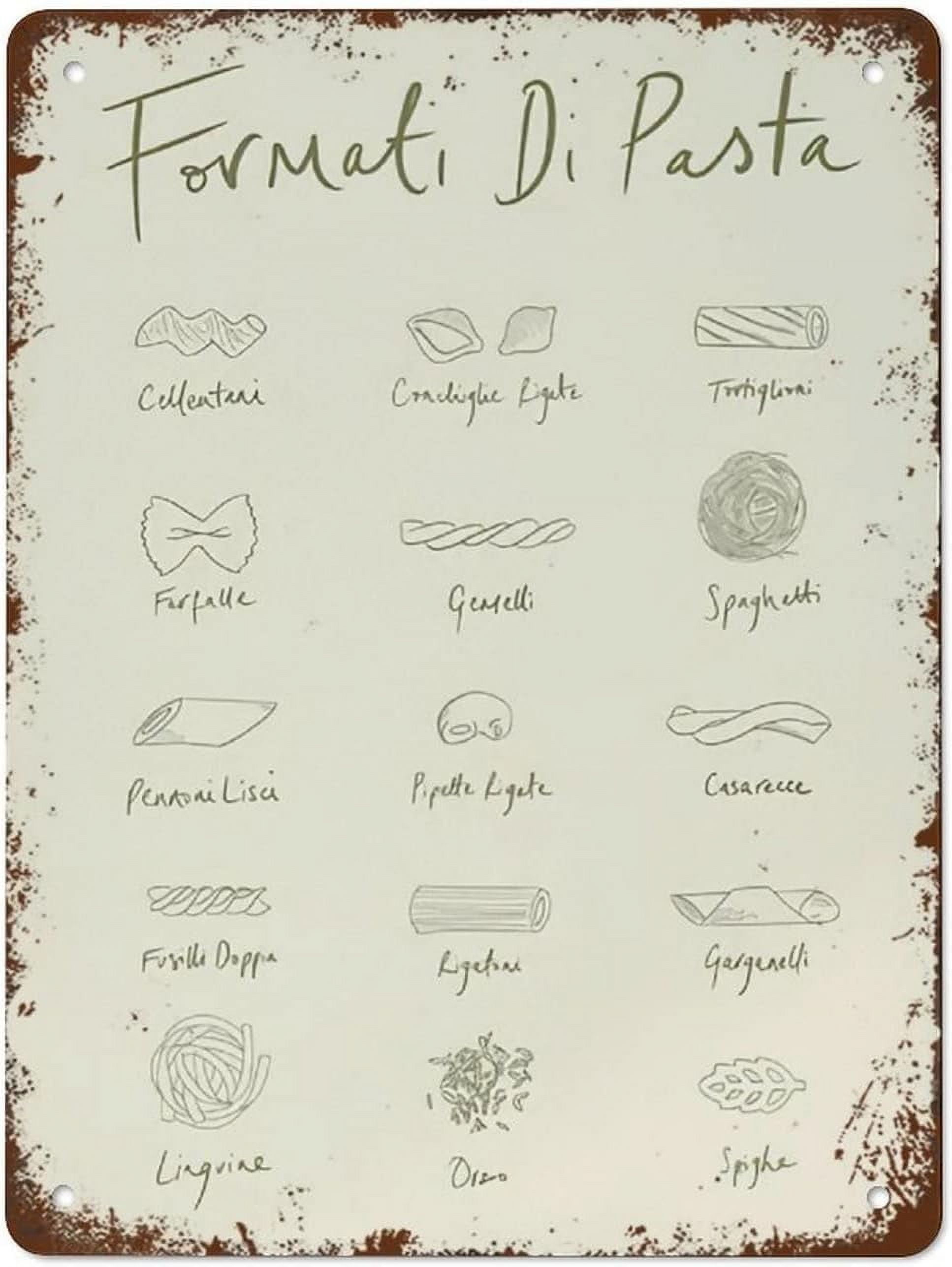 8x12 Inch Metal Tin Sign Vintage Signs Pasta Types Guide Poster Kitchen ...