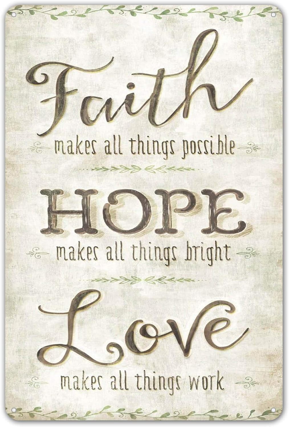 8x12 Inch Metal Tin Signs Faith Hope Love Home Decor Plaque Poster For ...